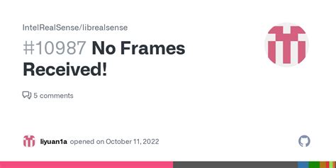 No Frames Received · Issue 10987 · Intelrealsenselibrealsense · Github