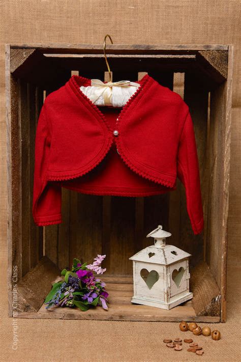 Girls Red Cotton Bolero Flower Girl Bolero Bridesmaid Bolero