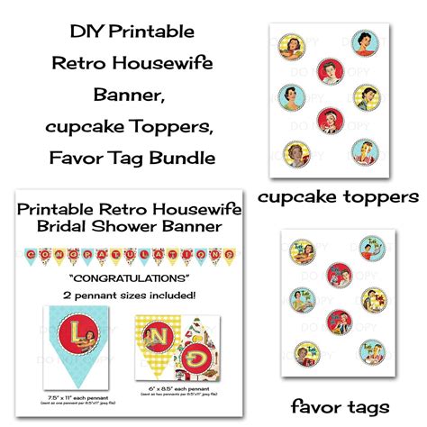 Printable Diy Retro Housewife Theme Bridal Shower Party Etsy