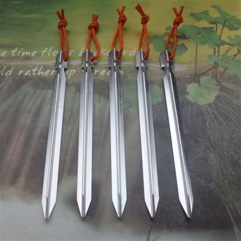 5 Pcs 알루미늄 합금 천막 못 못 밧줄 길이를 가진 옥외 여행 천막 부속품 18cm 백색