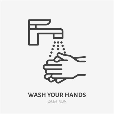 Hand Washing With Tap Water Line Icon Royalty Free Vector