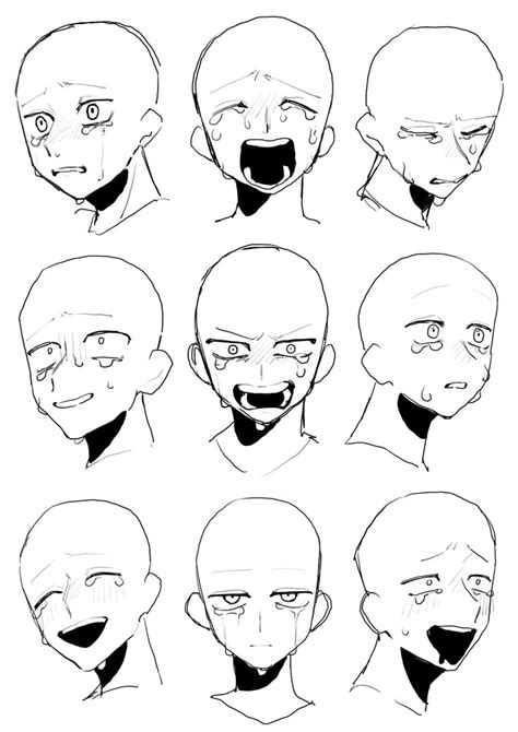 The Various Facial Expressions In An Anime Characters Head With