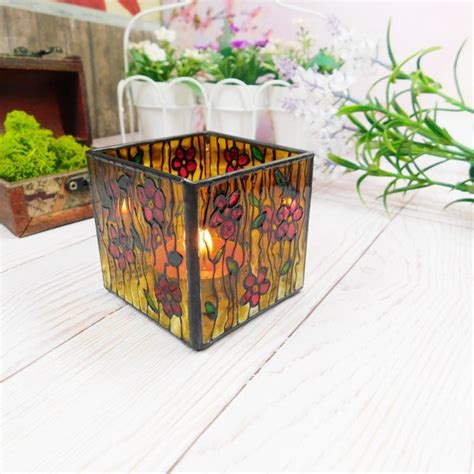 Stained Glass Candle Etsy