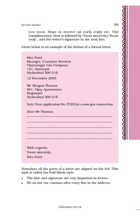 Business Letter Format Class 11