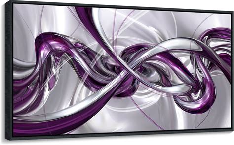 Pogusmavi Purple Wall Art 3d Framed Canvas Abstract Art