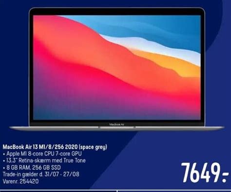 MacBook Air 13 M1/8/256 2020 (space grey) tilbud hos Elgiganten