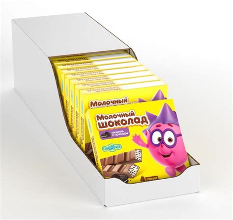 Шоколад молочный СМЕШАРИКИ начинка с шоколадным печеньем Стики 4 шт Коробка купить с