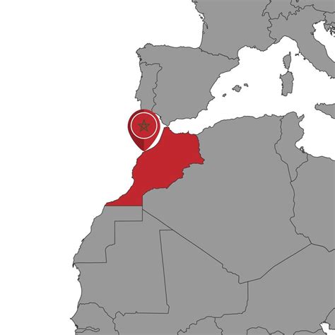 Pin Mapa Con Bandera De Marruecos En El Mapa Mundial Ilustración