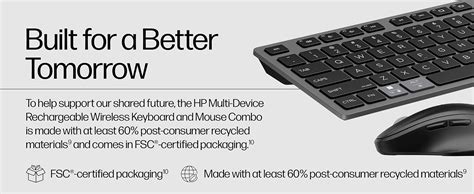 Hp 720 Multi Device Rechargeable Wireless Keyboard And Mouse Combo Ultra Fast Rechargeable