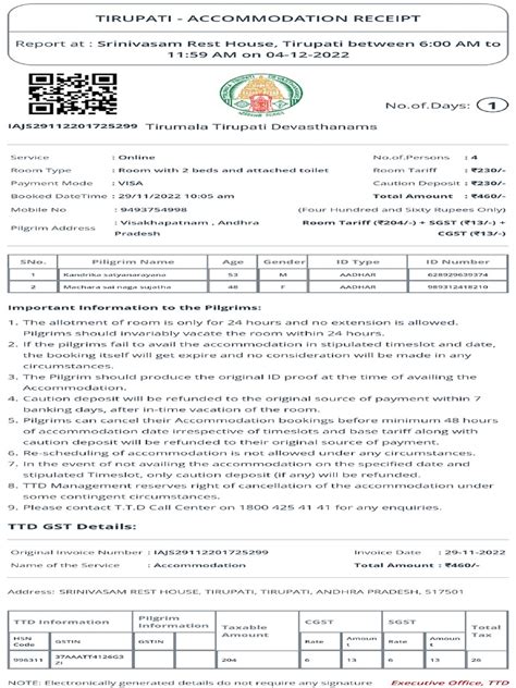 Accommodation Receipt Pdf