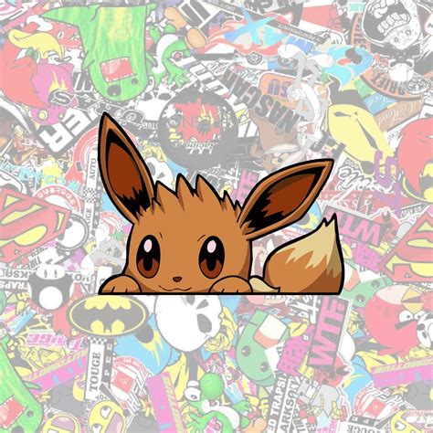 Eevee Peeker Peeking Pokemon Cute Fox Characters Car Decals Macbook