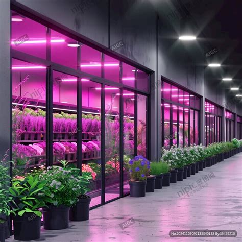 Ai创作图现代植物工厂 现代科技植物工厂 花朵培养室 时尚植物店 现代花卉大棚 现代大棚花圃 植物补光灯 密闭式植物工厂 育苗室效果图 鲜花店