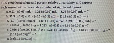 Solved 3 16 Find The Absolute And Percent Relative Chegg