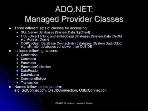 Ppt An Introduction To C And Database Programming With Ado Net