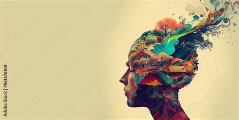 Generative Ai Illustration Of Annual Collective Mind Concept Art Exploding Mind Inner World