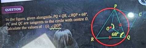 QUESTION In the figure, given alongside, P Q=Q R, \angle R Q P=68^{\circ}..