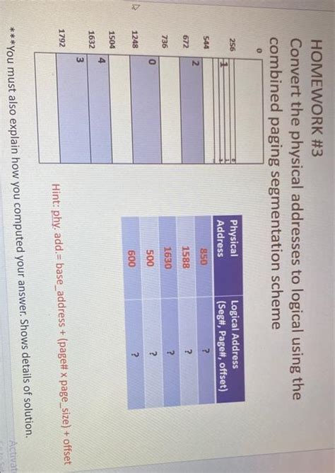 solved homework 3 convert the physical addresses to logical