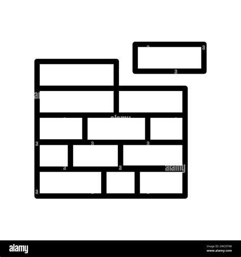 Vector Black Line Icon Brick Wall Isolated On White Background Stock