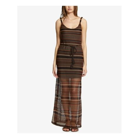 Sanctuary Womens Brown Striped Horizon Maxi Sleeveless Scoop Neck Maxi