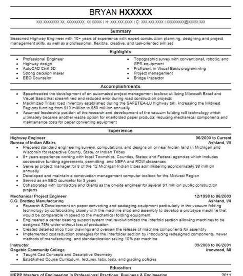 Highway Engineer Resume Highway Engineer Resume Sample Technical Resumes Williamson