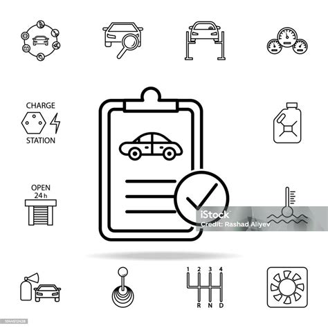 자동차 기술 문서 아이콘입니다 자동차 서비스 및 수리 부품 아이콘 유니버설 세트 웹 및 모바일에 대 한 개념에 대한 스톡 벡터 아트 및 기타 이미지 Istock