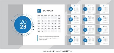 Monthly Calendar 2023 Year Week Starts 库存矢量图（免版税）2208199353 Shutterstock