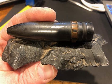 Mystery 20mm Shell Mounted On Ww2 German 88 Flak Fragment