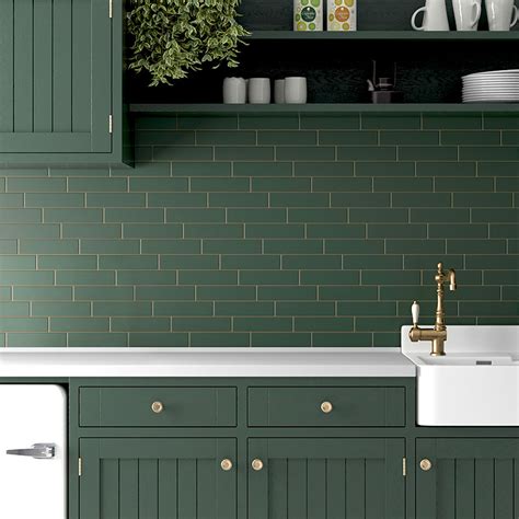 2x8 Arte Matte Green Ceramic Subway Tile Green Ceramic Tile Green