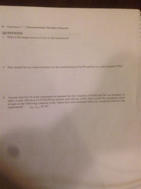 Solved The Enthalpy Of Neutralization Of HCL Aq And Chegg