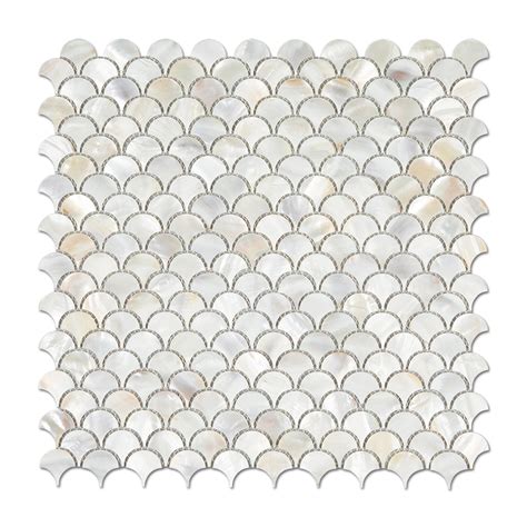 Light Colorful Mother Of Pearl Shell Mosaic Fan Shaped Tile Diflart