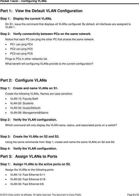 Packet Tracer Configuring Vlans Instructions