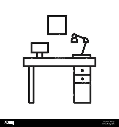 Workplace Icon Black Line Art Vector In Black And White Outline Set Collection Sign Stock Vector