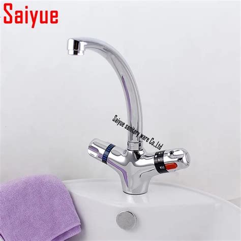 Thermostatic mixer Bathroom Faucet Mixers Chrome finish Brass Basin ...