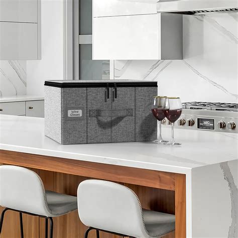 Sorbus 12 Glass Wine Glasses Storage Case Stemware In Grey 2 Pack Wayfair