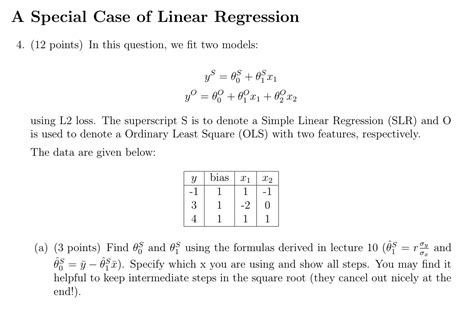 Solved A Special Case Of Linear Regression Points In Chegg