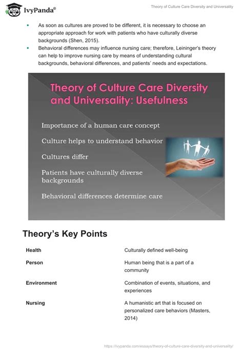 Theory Of Culture Care Diversity And Universality Words Presentation Example