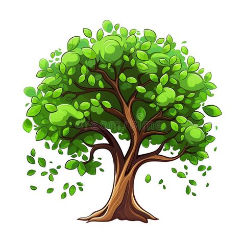 Illustration Of Tree On White Background Generative Ai Stock