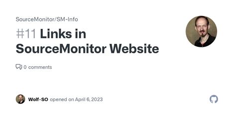 Links In SourceMonitor Website Issue 11 SourceMonitor SM Info GitHub