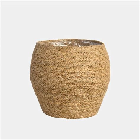 SMPLY Macetero Semirígido de Yute de forma ovalada 26 x 26 cm Cesta