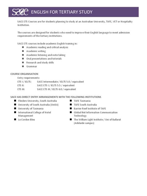 Pdf 호주 Sace English For Tertiary Study Dokumentips