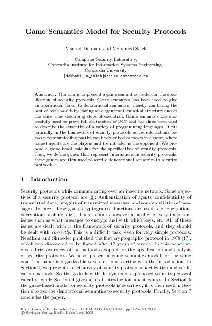 pdf game semantics model for security protocols mohamed saleh