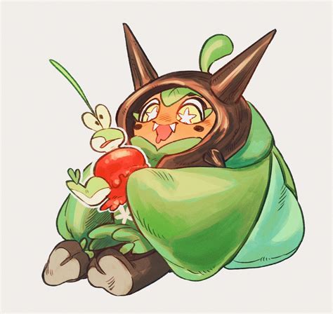 Ogerpon And Dipplin Pokemon Drawn By Li Sakura Danbooru