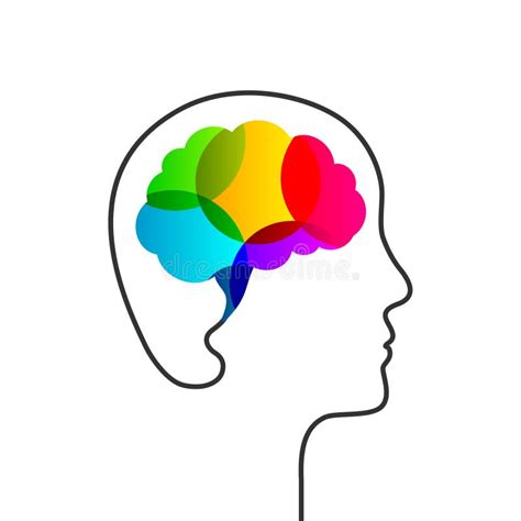 Silueta Colorida Del Cerebro Y De La Cabeza Ilustración Del Vector