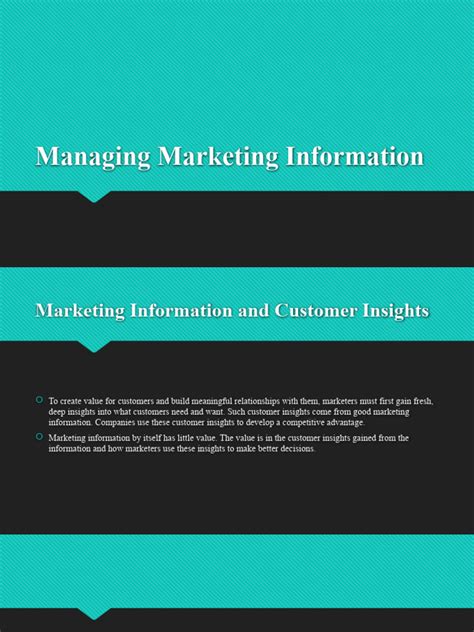Managing Marketing Information Pdf Marketing Research Marketing