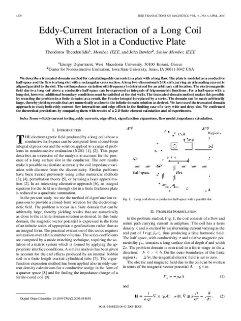 Pdf Eddy Current Interaction Of A Long Coil With A Slot In A Conductive Plate