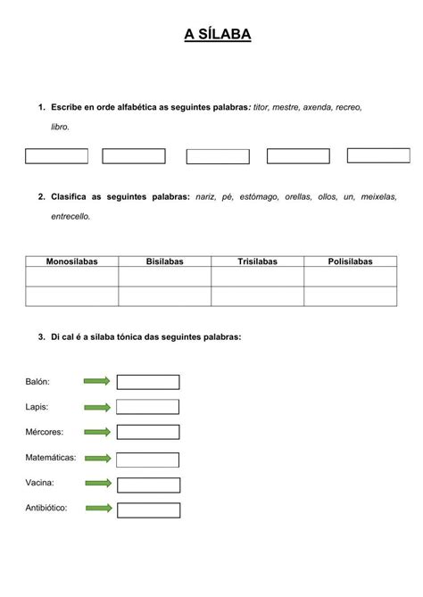 A Sílaba Interactive Worksheet Live Worksheets