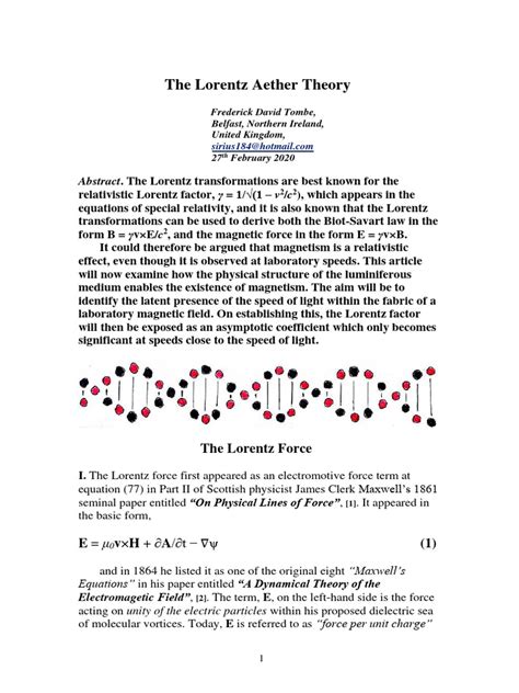 The Lorentz Aether Theory Pdf Luminiferous Aether Special Relativity