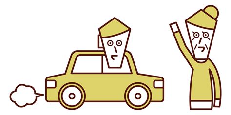 택시를 기다리는 사람할머니의 그림 무료 일러스트 소재집 Kukukeke