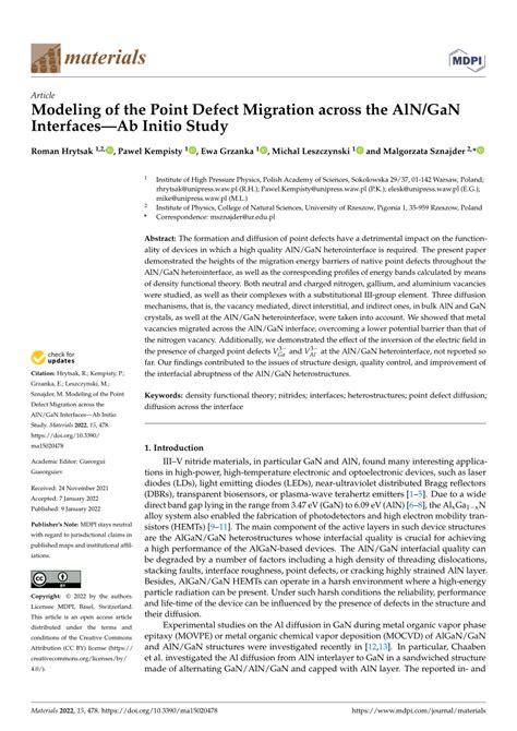 PDF Modeling Of The Point Defect Migration Across The AlN GaN