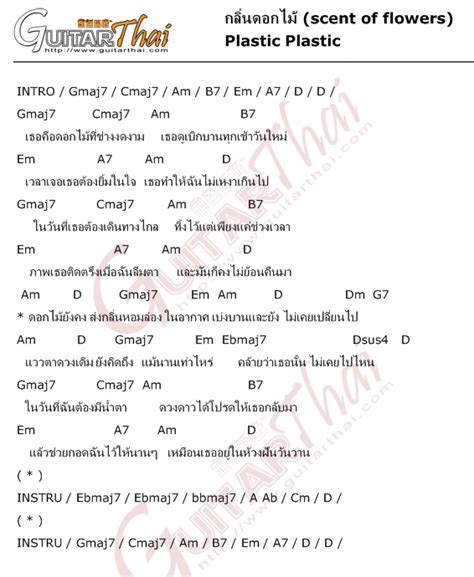 คอร์ด กลิ่นดอกไม้ Scent Of Flowers Plastic Plastic คอร์ดเพลง กีตาร์